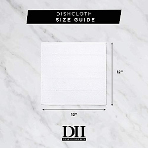 DII Basic Terry Collection Solid Windowpane Dishcloth Set, 12x12, Black, 6 Piece