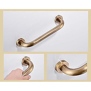 CRODY Bath Wall Attachment Handrails Grab Bar Rails Brass Antique Wall Mounted Grab Bar,Bathroom Shower Anti-Slip Grip,Toilet Bath Safety Anti-Fall Grip for Elderly Disabled, Towel Rack/30Cm