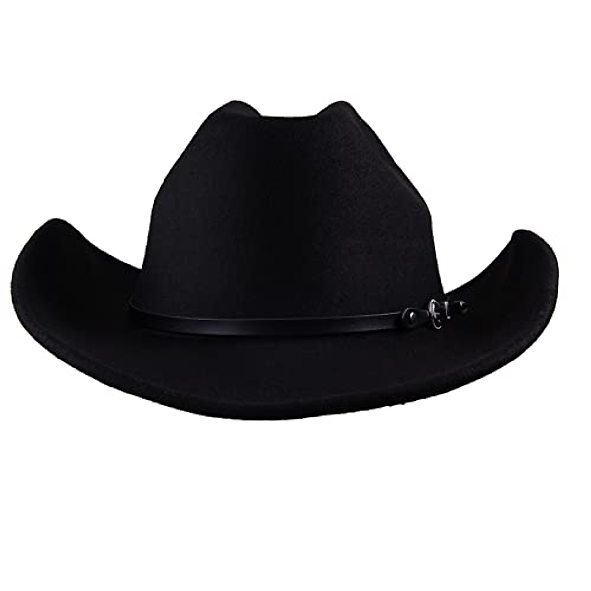 UwantC Faux Felt Cowboy Hats for Men Women Western Cowgirl Hat with Buckle Black One Size