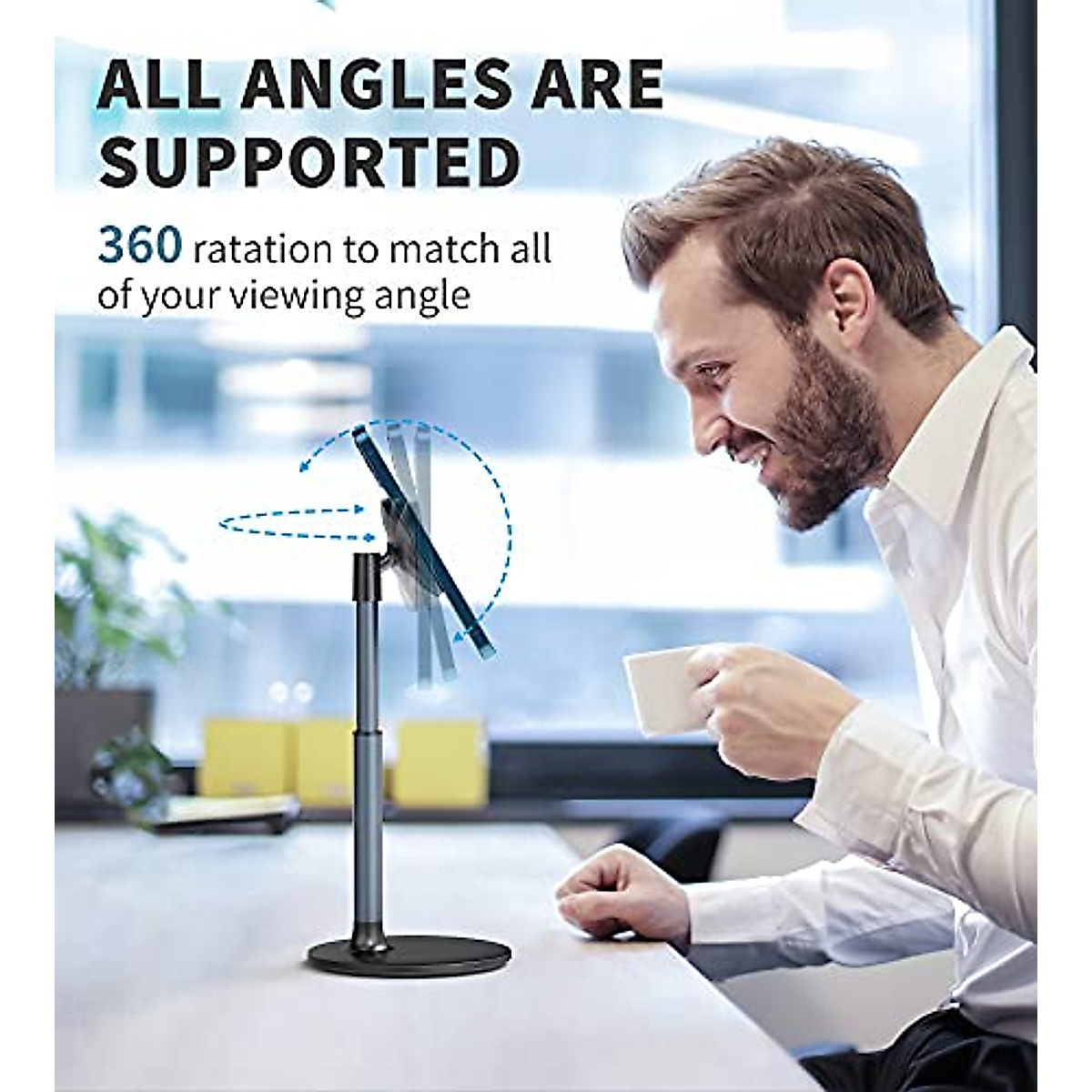 Magnetic Desk Phone Stand for iPhone 14/13/12 - Phone Holder Dock with 360°Rotation, Height&Tilt Adjustable for Office/Home Compatible with iPhone 14 Plus 13 12/13 12 Mini/13 12 Pro Max,Mag-Safe Case