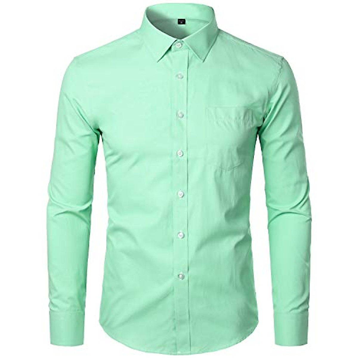 ZEROYAA Men's Long Sleeve Micro Twill Dress Shirt Basic Slim Fit Button Up Business Formal Shirts with Pocket ZYSGCL02 Light Green Medium