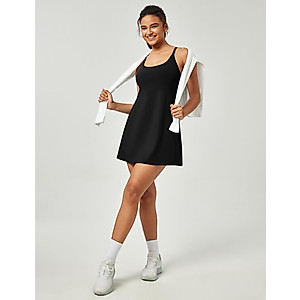 IUGA Tennis Dress for Women Athletic Dress with Built-in Shorts & Bra Womens Workout Golf Exercise Dresses Black