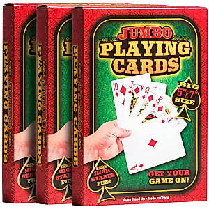 Jumbo Large Playing Cards - (3 Decks) Big 5 x 7 Inch Giant Deck of Cards Huge Playing Cards Poker Playing Cards for Casino Theme Party Decorations Game Night and Magic Supplies
