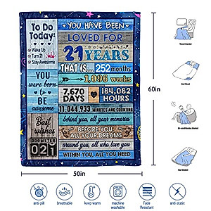 21st Birthday Gifts for Her him Happy 21st birthday decorations for her him, Unique 21st Birthday Gift Ideas for Women, Daughter, Sister, Girlfriend Female, Birthday Gifts for 21 Year Old Girl Blanket