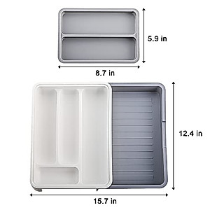 Suwimut 2 Pack Expandable Drawer Organizer, Flatware Drawer Tray Silverware Organizer Utensil Holder Cutlery Tray with Drawer Dividers for Kitchen Utensils and Flatware, Office, Bathroom