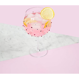 Pavilion Gift Company Pink Gem Stones-Birthday 24 Oz Stemmed Wine Glass