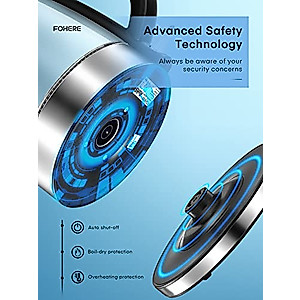 Electric Kettle with Stainless Steel Filter and Inner Lid, FOHERE 1500W Wide Opening 1.7L Glass Tea Kettle & Hot Water Boiler, LED Indicator Auto Shut-Off & Boil-Dry Protection, BPA Free