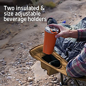 Kelty Deluxe Lounge Chair – Folding Outdoor Camping Chair with Insulated Cupholders, Customized Recline, Steel Frame, Padded Roll Storage Tote, 2024 (Beluga)