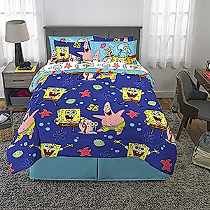 Franco Kids Bedding Super Soft Comforter and Sheet Set with Sham, 7 Piece Full Size, Spongebob Squarepants