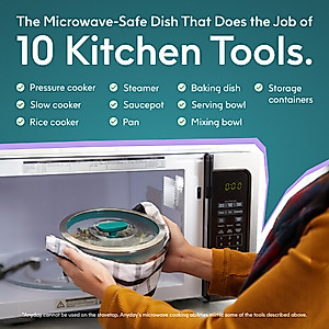 Anyday Microwave Cookware | 2 Piece Medium Shallow Dish | Microwave Cooker | Microwave Steamer for Cooking | Microwave Safe Mixing Bowls | Vegetable Steamer | Microwave Egg Cooker