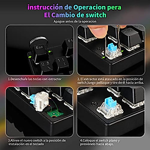 eboxer-1 Gaming Keyboard, USB Wired Keyboard with RGB Rainbow Backlit, 104 Keys Spanish Keyboard with Ñ and Blue Switch, Mechanical Keyboard for Desktop Notebook