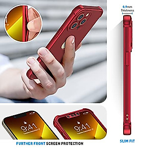 ORETECH for iPhone 13 Pro Max Case, with [2 x Screen Protectors] [15 Ft Military Grade Drop Test] [Camera Protection] 360° Shockproof Slim Thin Phone Case for iPhone 13 Pro Max Cover 6.7" - Red