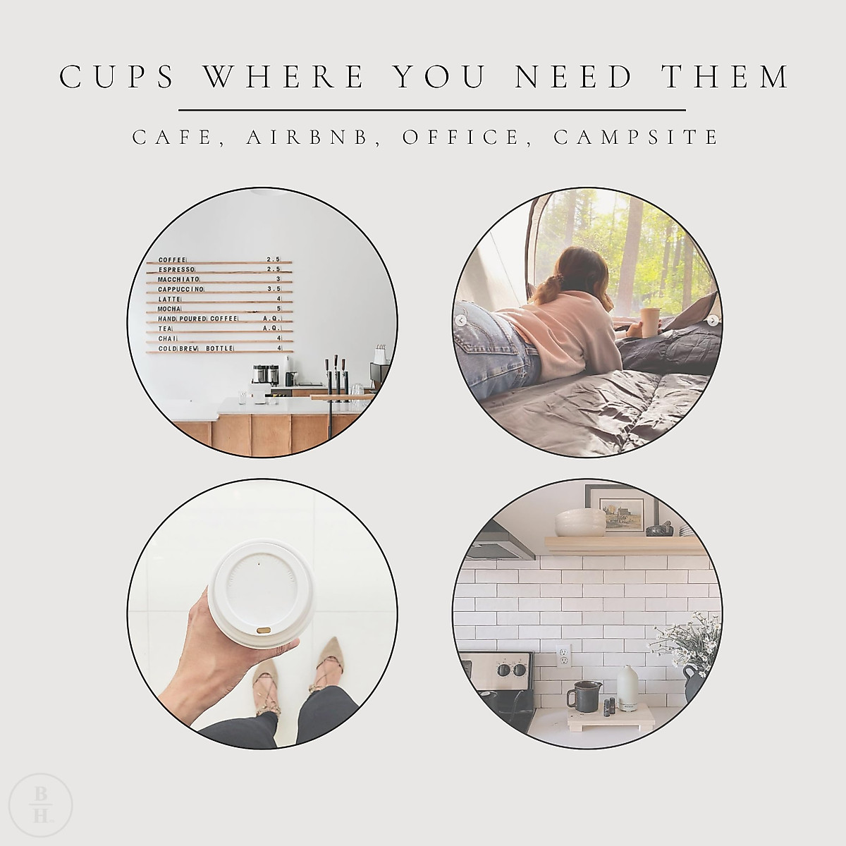 BrewHouse Disposable Coffee Cups with Lids | Luxury Paper Cups | Disposable Cups with Lids | Travel Coffee Cups | To Go Cups | Hot Cups | Paper Coffee Cups with Lids | (12oz - 25 Pack)