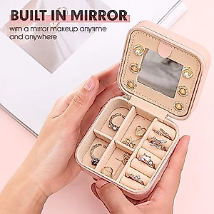 Yogeaw Small Travel Jewelry Holder Organizer - A Initial Mini Jewelry Box | Travel Essentials Case for Women Girl | Personalized Blue Jewelry Case | Christmas Back to School Graduation Birthday Gifts