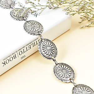 ILuvatar Womens Metal Chain Dress Belt Hollow Out Daisy Sweater Belt Decorated Skinny Waist Belt U28