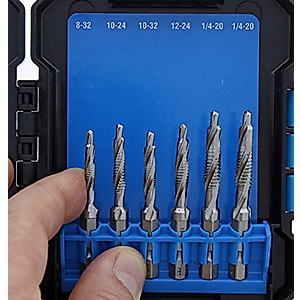 IDEAL Electrical 36-600 Standard Drill/Taps - (8 Piece) 1/4 in. Hex Shank, Drilling, Tapping, Deburring, HSS Bit Kit