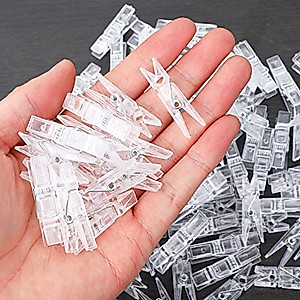 DIYASY 100 Pcs Mini Clear Plastic Clothespins,1.4 Inch Photo Clips,Transparent clothpins for Pictures and Photo Hanging.