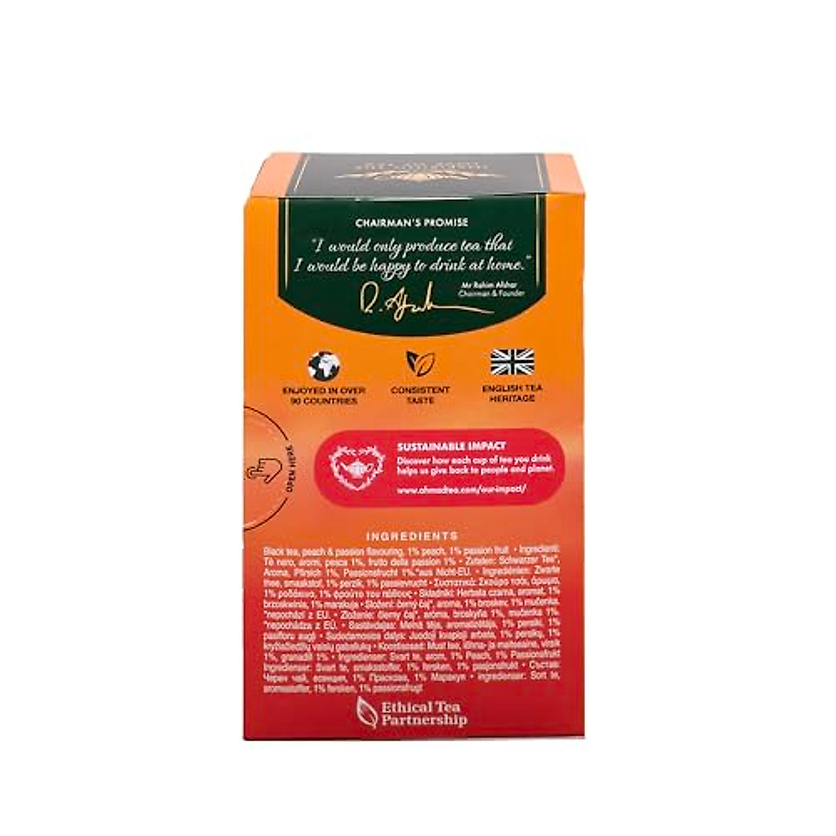 Ahmad Tea Black Tea, Peach & Passion Fruit Teabags, 20 ct (Pack of 1) - Caffeinated & Sugar-Free