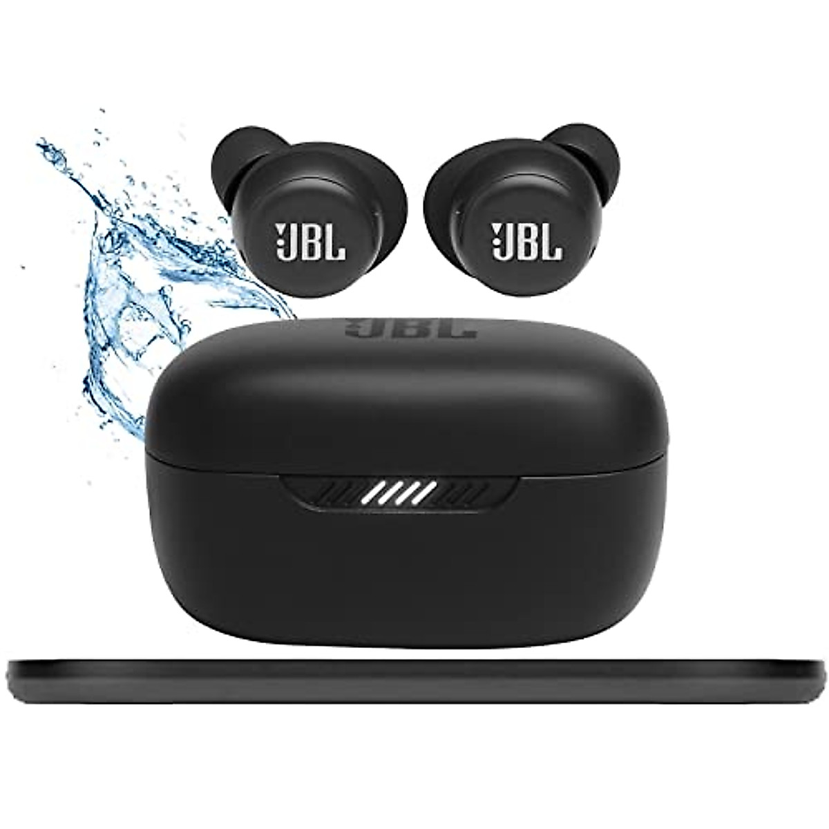 JBL Harman Live Free NC+ TWS, Bluetooth Earbuds, True Wireless, Active Noise Cancelling, Charging Case, Quality Sound, iPX7 Water Resistant - 10w Pad Black (Renewed)
