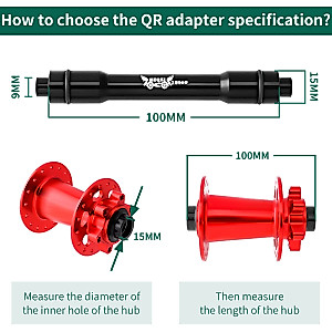 MUQZI Bicycle QR Adapter 12 to 9mm Front Wheel Hub Adapter 100mm Thru Axle Hub Quick Release for Mountain Road Bike, Red