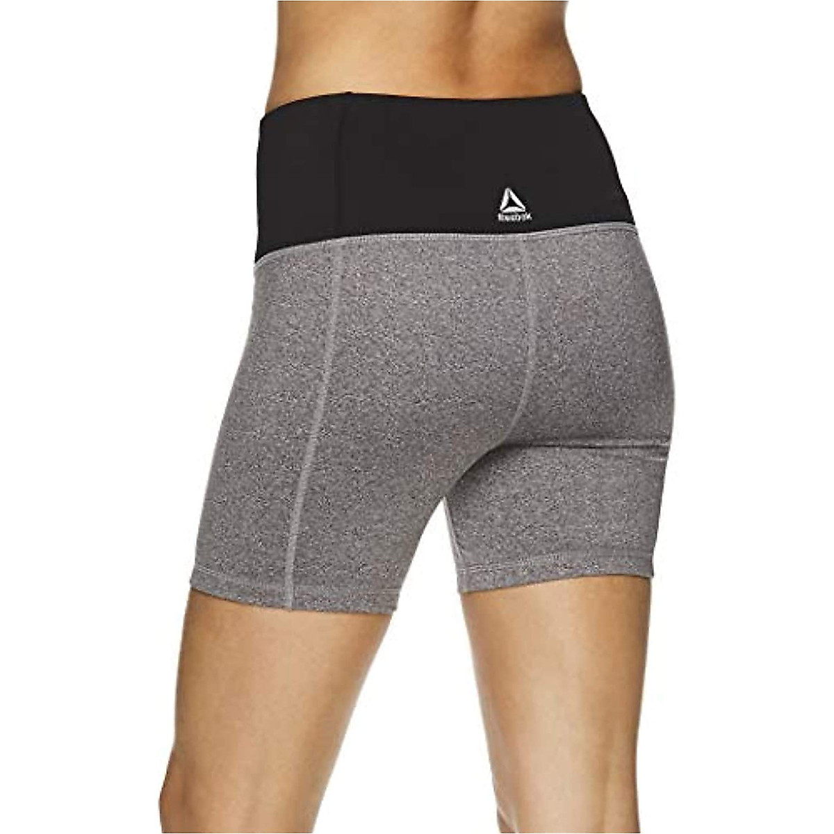 Reebok Womens Fitted Highrise Athletic Compression Shorts, Grey, Small