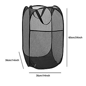 2 Pack Pop Up Collapsible Laundry Baskets, Foldable Mesh Popup Laundry Hamper with Reinforced Carry Handles, Folding Pop-Up Clothes Hampers are Great for Kids Room, College Dorm or Travel
