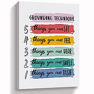 Grounding Technique Anxiety Breathing Canvas Wall Art Prints Health Themed Art Decor for Mental Health Therapist Office School Counselor Psychologist Coaching Office,11”x14”Art Paintings
