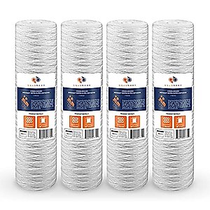 Aquaboon 1 Micron 20" x 4.5" String Wound Sediment Water Filter Cartridge | Whole House Sediment Filtration | Compatible with PC40-20, WP1BB20P, 355222-45, WPP-45200-01, WPP-45200-01, 84650, 4-Pack