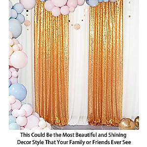 Sequin Curtains 2 Panels Gold 2FTx8FT Sequin Photo Backdrop Sequin Backdrop Curtain Pack of 2-1011E