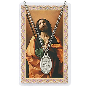 St James Prayer Card With Medal Pendant Charm Patron Saint Catholic Christian