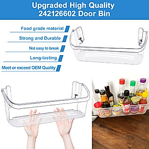 UPGRADED 242126602 Refrigerator Door Bin Shelf Replacement For Frigidaire Refrigerator Door Shelf Bin - Side Shelf Rack Parts AP6278233 PS12364199 4547407, FIT Bottom 2 Replacement Shelves