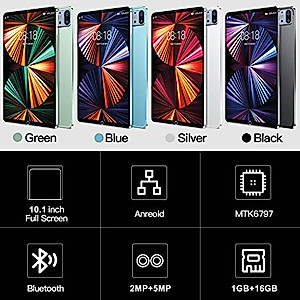 Tablet Laptop, Android 6.0 Tablet PC Octa Core Notebook Play WIFI WPS Office GPS Gobal Version Laptop 1+16G Dual SIM 10.1 Inch Tablets US Plug, Holiday Gift for Family (White)