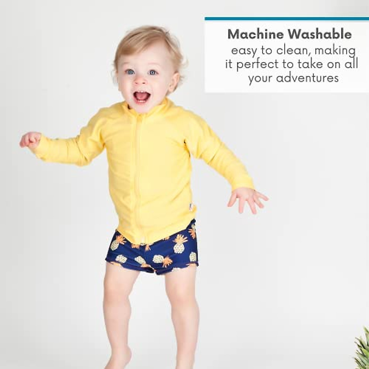 SwimZip UPF 50+ Long Sleeve Rash Guard for Boys and Girls - Baby, Toddler, Kids Yellow