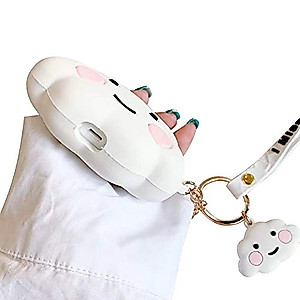 Aikeduo Compatible Airpods Pro Case 3D Cute Cartoon Character Silicone for Airpods Pro Cover Funny Fun Keychain Skin, Silicone Girls Boys for Airpods Pro Fashion Case (Cloud)