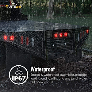 Partsam 5pcs 2 inch Red 4 LED Round Sealed Trailer Clearance Marker Light [DOT Approved] Mount Grommet/Pigtails Hardwired