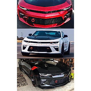 Cuztom Tuning Black Red Bumper Folding Ring Screw on Type Tow Hook Compatible with 2016-2020 Chevy Camaro LS LT SS ZL1