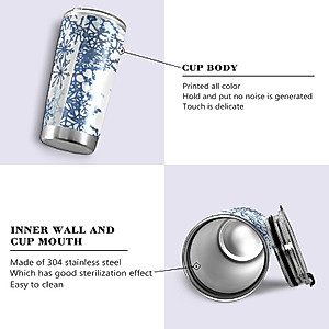 Yasala Christmas Tumbler Winter Snowflake Blue Insulated Coffee Cup Beverage Container Office Travel Mug with Straw and Lid 20oz Holiday Back to School Gift