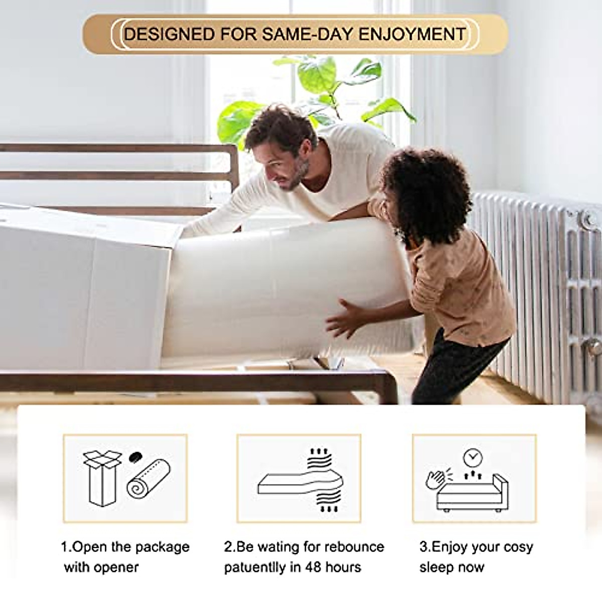 Fiberluxury 3 Inch Gel Infused King Size, High Density Cooling Ventilated Design Memory Foam Bed Toppers-Ultra Plush Mattress Toppers with Bamboo Cover