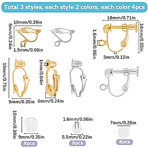 SUNNYCLUE 1 Box 48Pcs Earring Converters Clip-on Earrings Converter Components Stud Earring Findings Silicone Earring Pads Earrings Cushions Non-Pierced Clip on Converters for Studs Jewelry Making