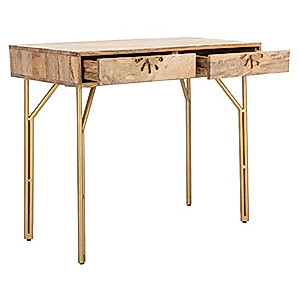 Safavieh Home Office Lily Modern Natural and Brass 2-drawer Desk