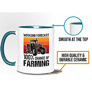 Bubble Hugs Farmer Birthday Two Tone Green Edition Coffee Mug 11oz - Forecast Farming - Dry Farming Farm ranch Market Garden Agricultural Seed Drill Acre Hay Tractor Farmer Crops