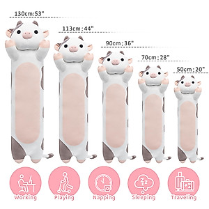 Mewaii Long Plush Cow Body Pillow, Cute Cow Stuffed Animals Soft Plushies, Cow Squishy Big Cuddle Pillow Toys for Girls (20 Inches)