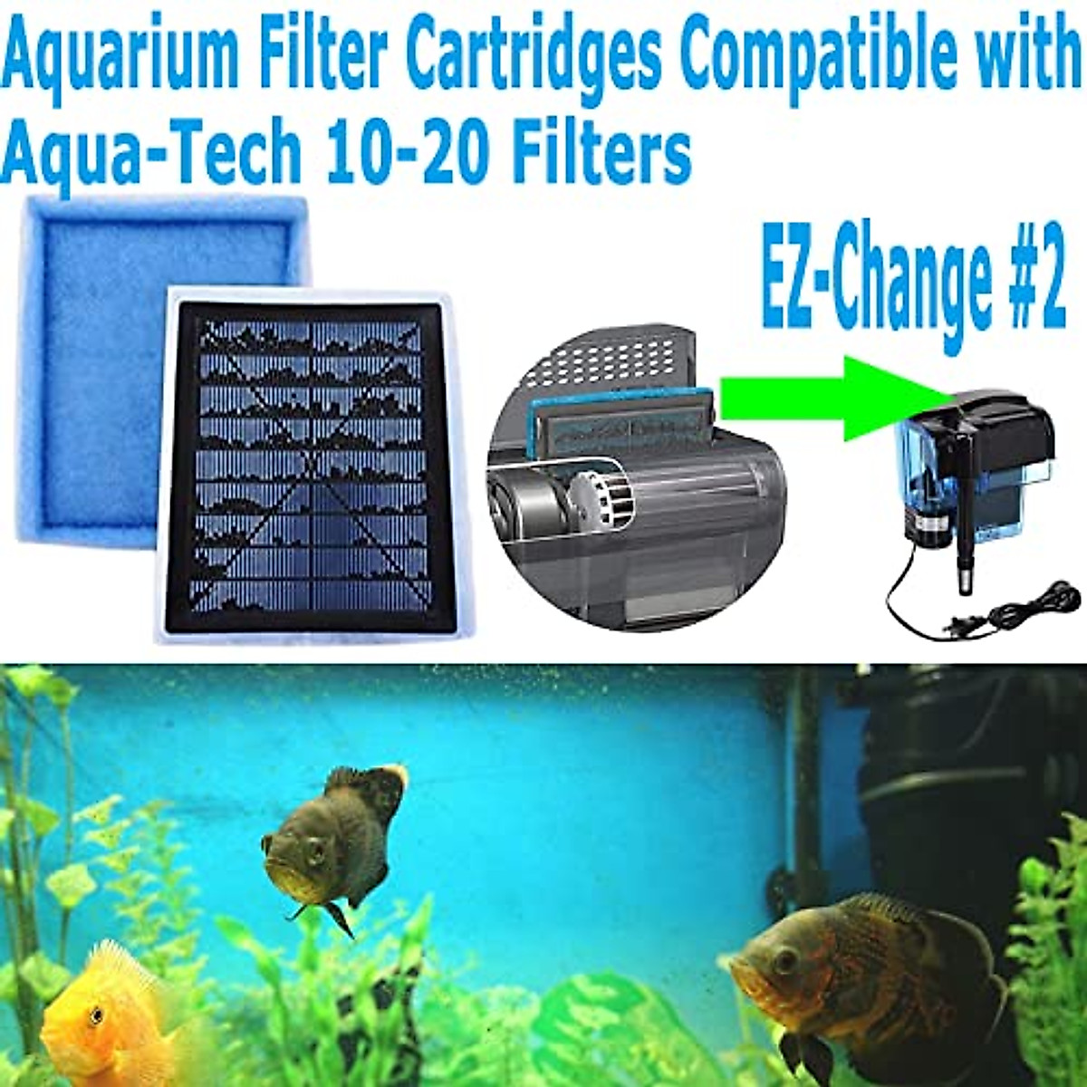 exrepar 12 Pcs Aquarium Filter Cartridges Compatible with Aqua-Tech 10-20 Power Filters,Replacement for EZ-Change#2