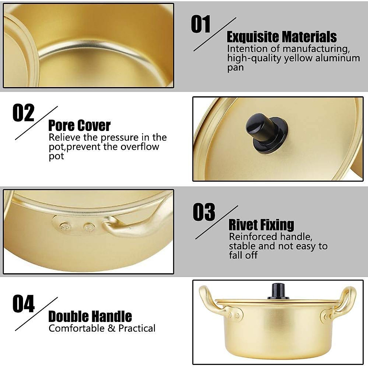 Korean Noodle Pot Hot Shin Ramyun Aluminum 6.3"(16cm) + SoltreeBundle Natural Bamboo Chopstick (1 Pairs)