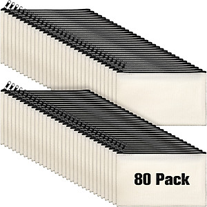 80 Pack Canvas Zipper Makeup Bags Bulk Pencil Pouches Blank DIY Craft Canvas Cosmetic Bag Pouch with Zipper for Makeup Cosmetic Toiletry Stationary Storage
