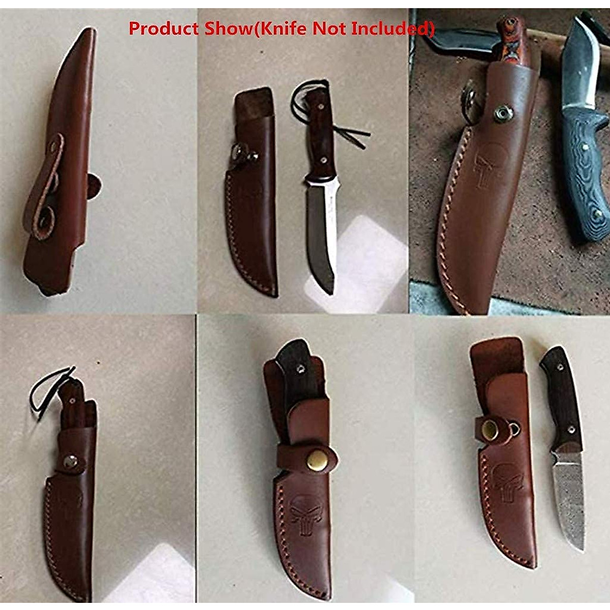 Aibote Fixed Blade Knife Sheath With Belt Loop Hunting Holster Carrying Knives Leather Holder Sheaths Case Scabbard Pouch Bag Pocket EDC Camping Outdoor Tool(C-Small)