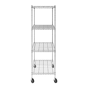 SafeRacks NSF Certified Storage Shelves, Heavy Duty Steel Wire Shelving Unit with Wheels and Adjustable Feet, Used as Pantry Shelf, Garage or Bakers Rack Kitchen Shelving - (24"x48"x72" 4-Tier)