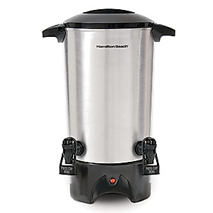 Hamilton Beach 45 Cup Coffee Urn and Hot Beverage Dispenser with Dual Spouts, Silver (40518)