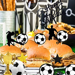 28 PCS Soccer Cake Topper Soccer Ball Player Cake Decorations for Soccer Birthday Party Sport Party Supplies