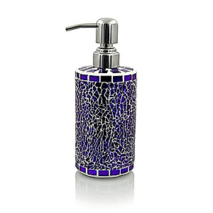 LushAccents Bathroom Accessories Set, 5-Piece Decorative Glass Bathroom Accessories Set, Soap Dispenser, Soap Tray, Vanity Tray, Jar, Toothbrush Holder, Elegant Lavender Mosaic Glass